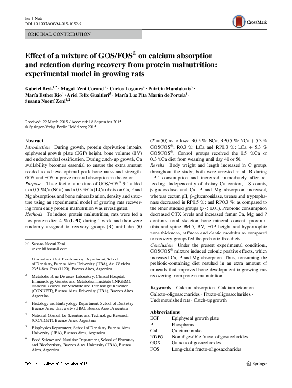 (PDF) Effect of a mixture of GOS/FOS® on calcium absorption and ...