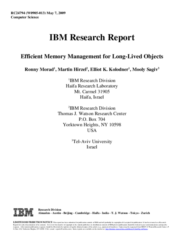 (PDF) Efficient Memory Management for Long-Lived Objects (PDF) Efficient Memory Management for Long-Lived Objects