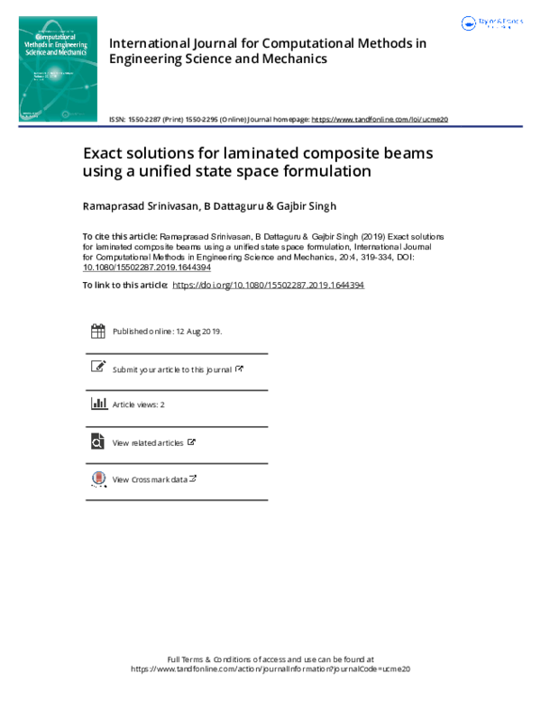 (PDF) Exact solutions for laminated composite beams using a unified state space formulation