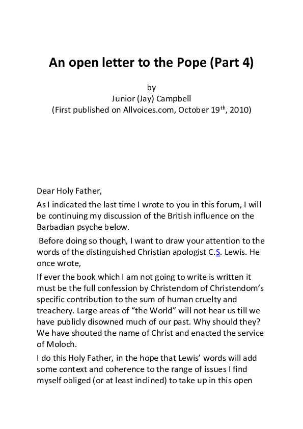(PDF) An open letter to the Pope (Part 4