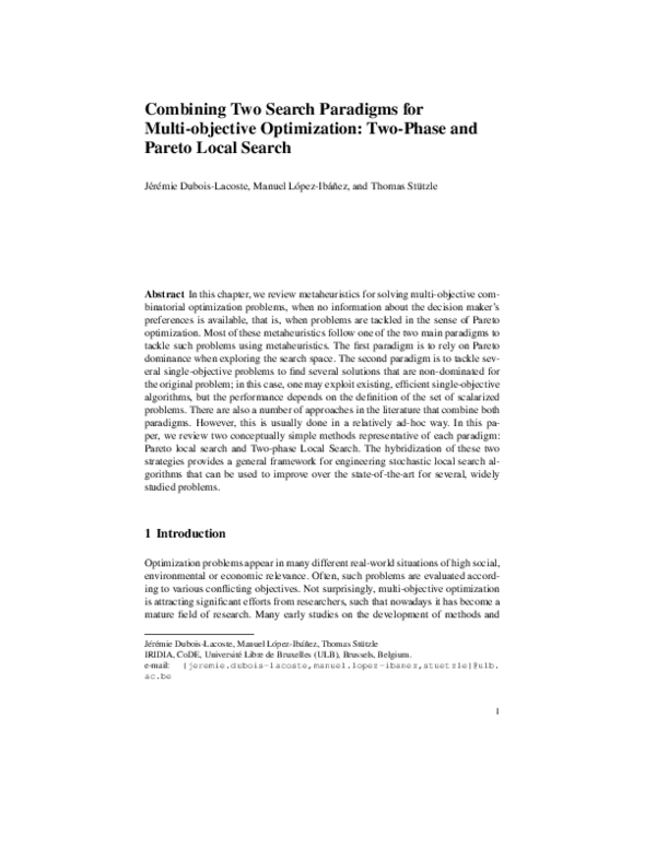 (PDF) Combining two search paradigms for multi-objective optimization: Two-phase and pareto ...