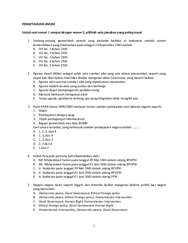 (PDF) KUMPULAN SOAL UJIAN SELEKSI CPNS 5