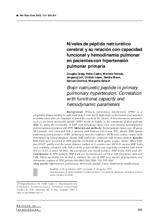 (PDF) Niveles de péptido natriurético cerebral y su relación con capacidad funcional y ...