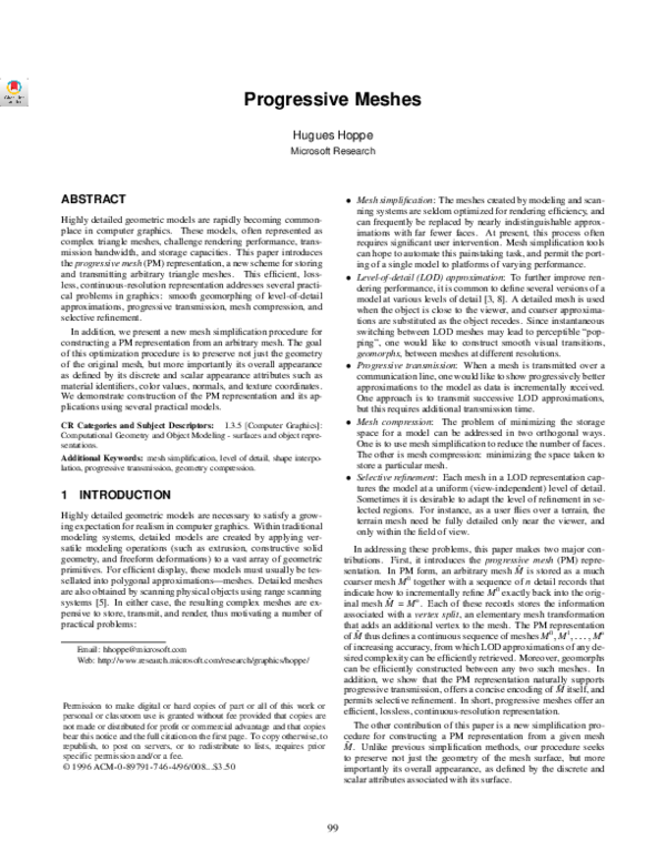 (PDF) Progressive meshes