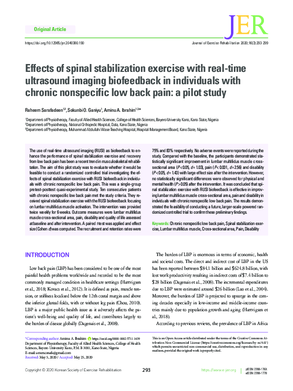 (PDF) Effects of spinal stabilization exercise with real-time ...