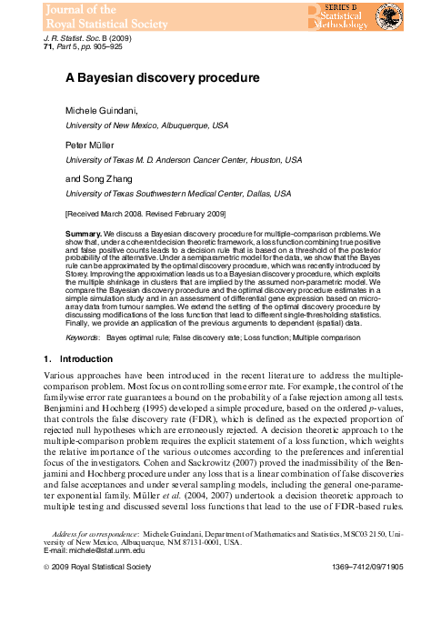 (PDF) A Bayesian Discovery Procedure