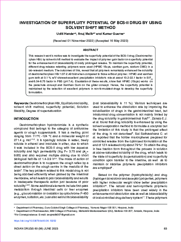 (PDF) Investigation of Superfluity Potential of BCS-II Drug by Using ...
