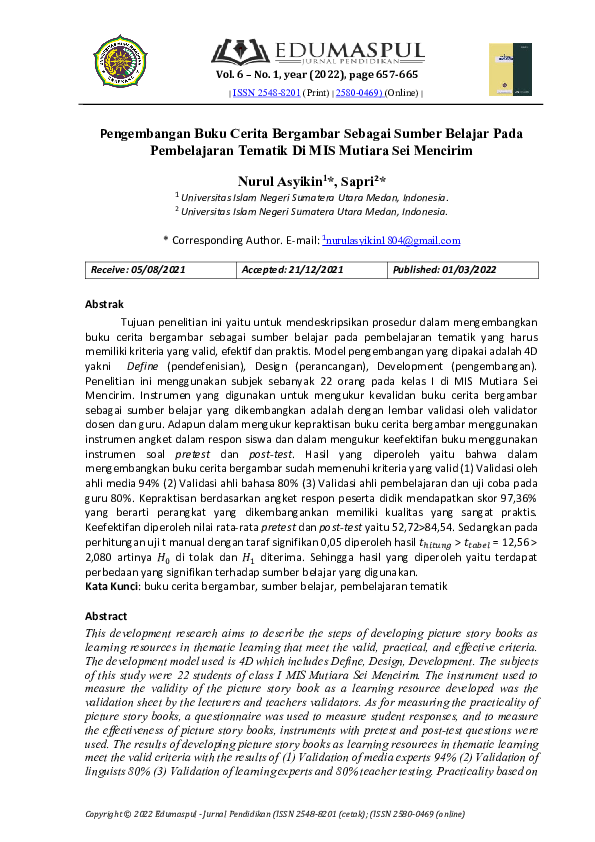 (PDF) Pengembangan Buku Cerita Bergambar Sebagai Sumber Belajar Pada Pembelajaran Tematik Di MIS ...