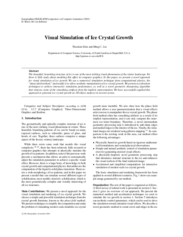 (PDF) Visual simulation of ice crystal growth