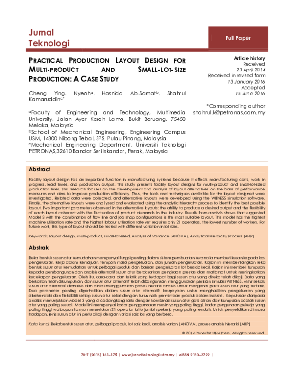 (PDF) Practical Production Layout Design for Multi-Product and Small ...
