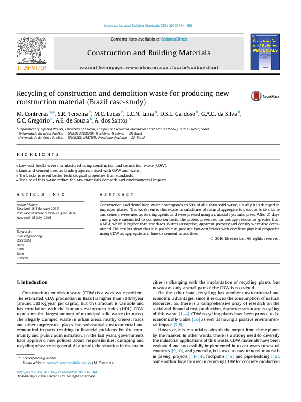 (PDF) Recycling of construction and demolition waste materials: a ...