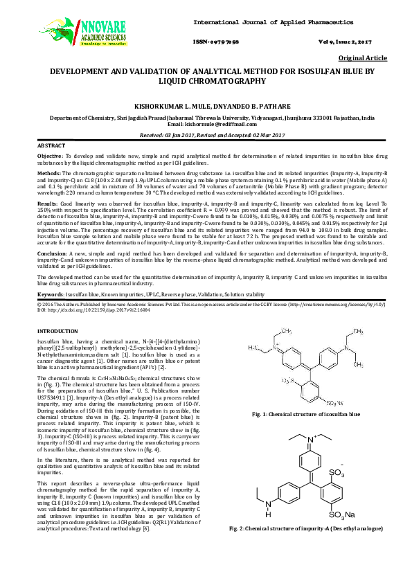 (PDF) DEVELOPMENT AND VALIDATION OF ANALYTICAL METHOD FOR ISOSULFAN ...