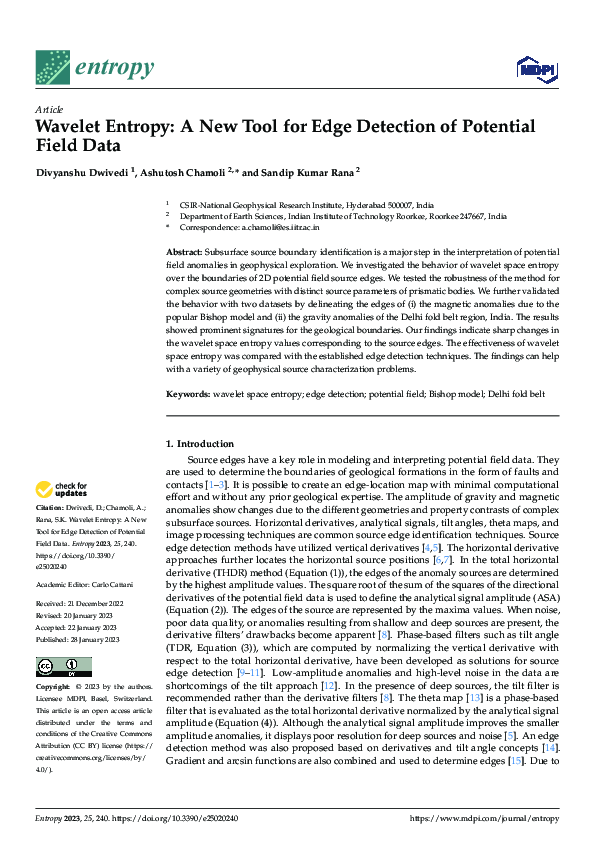 (PDF) Wavelet Entropy: A New Tool for Edge Detection of Potential Field Data