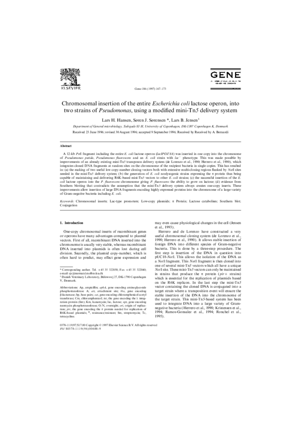 (PDF) Chromosomal insertion of the entire Escherichia coli lactose ...