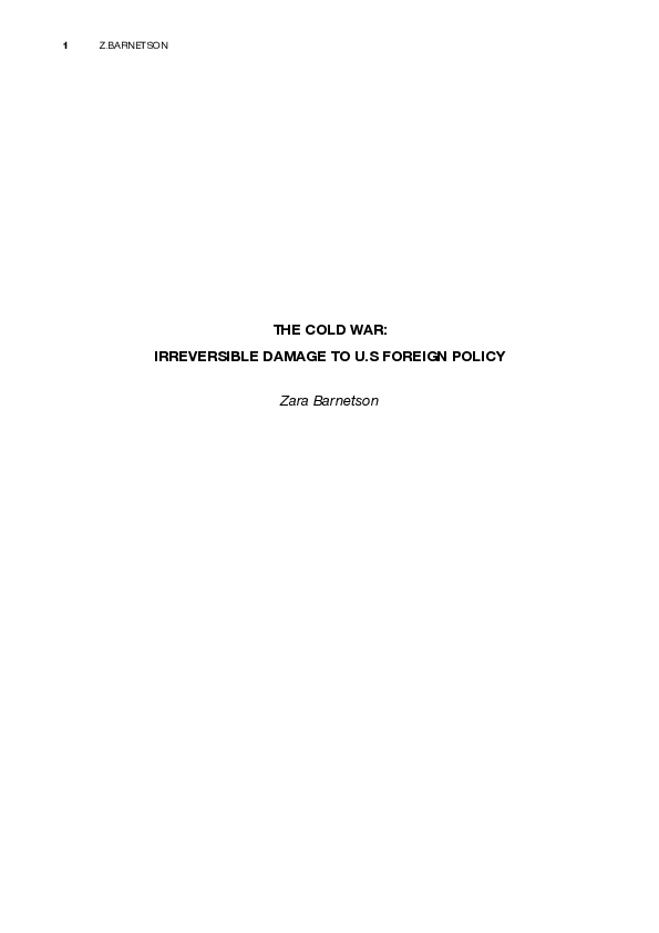 (PDF) THE COLD WAR: IRREVERSIBLE DAMAGE TO U.S FOREIGN POLICY