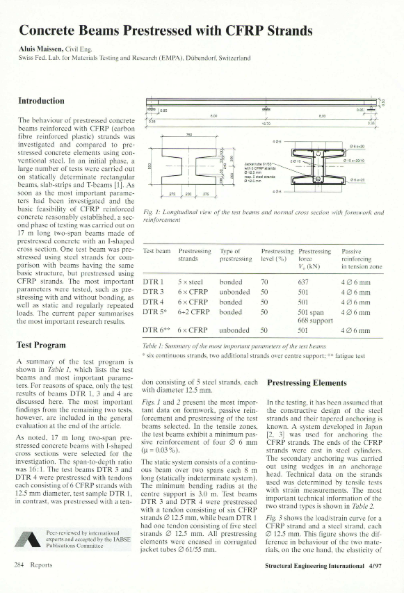 (PDF) Concrete Beams Prestressed with CFRP Strands