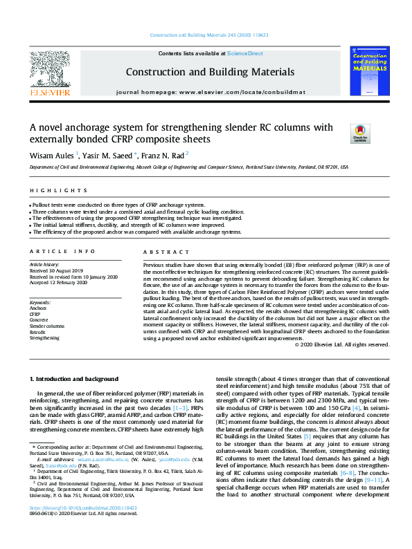 (PDF) A novel anchorage system for strengthening slender RC columns ...