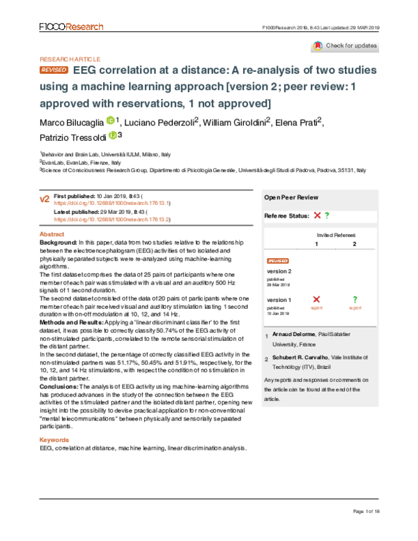 (PDF) EEG Correlation at a Distance: A Re-Analysis of Two Studies Using ...
