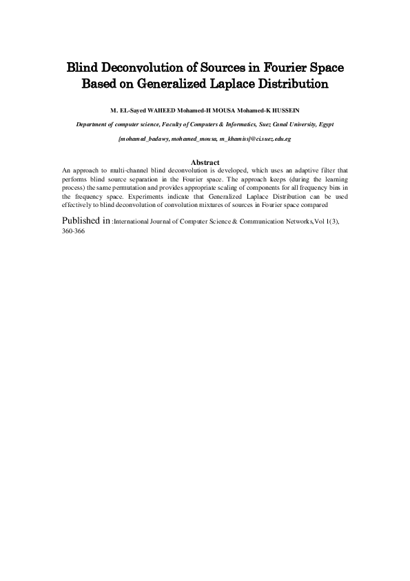 (PDF) Blind Deconvolution of Sources in Fourier Space Based on ...