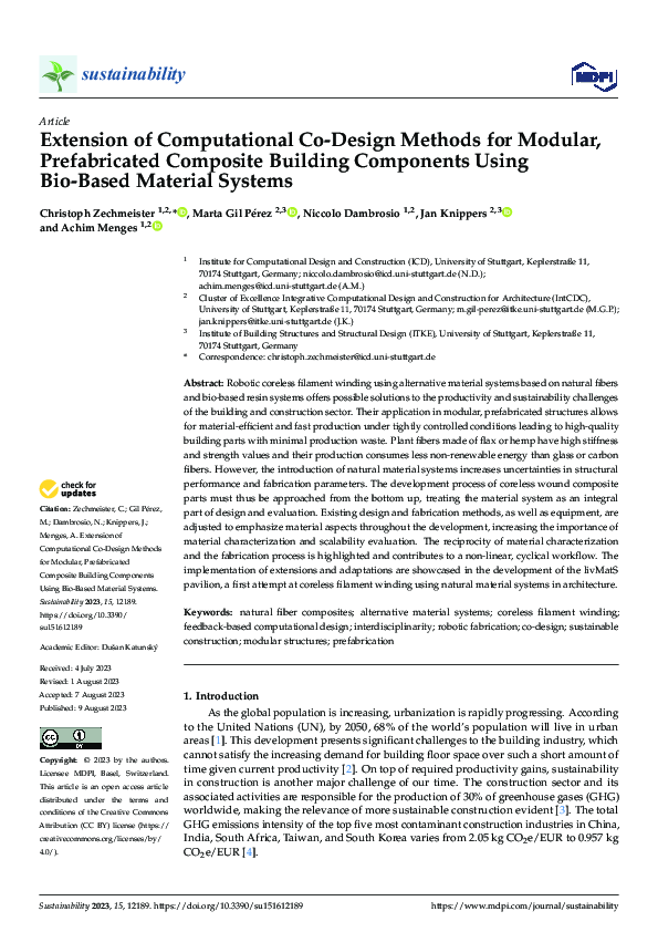 (PDF) Extension of Computational Co-Design Methods for Modular, Prefabricated Composite Building ...