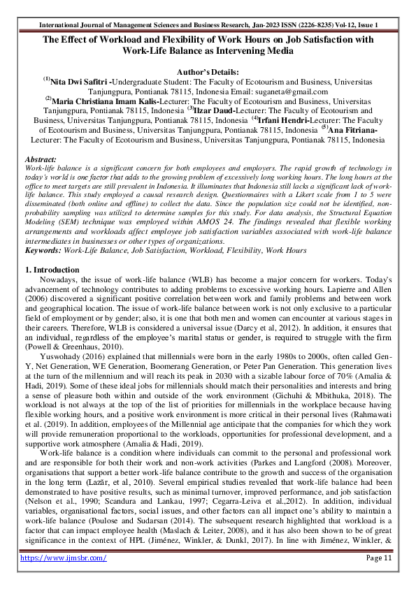 (PDF) The Effect of Workload and Flexibility of Work Hours on Job ...