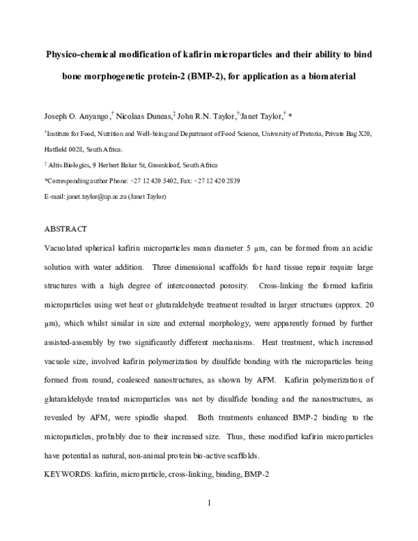 (PDF) Physicochemical Modification of Kafirin Microparticles and Their ...