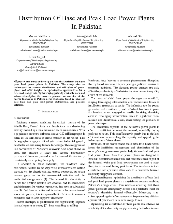 (PDF) Distribution Of Base and Peak Load Power Plants In Pakistan ...