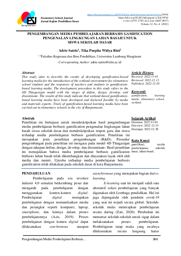 (PDF) Pengembangan Media Pembelajaran Berbasis Gamification Pengenalan Lingkungan Lahan Basah ...