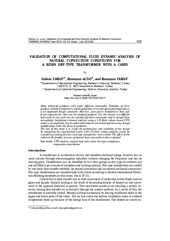 Pdf Validation Of Computational Fluid Dynamic Analysis Of Natural Convection Conditions For A