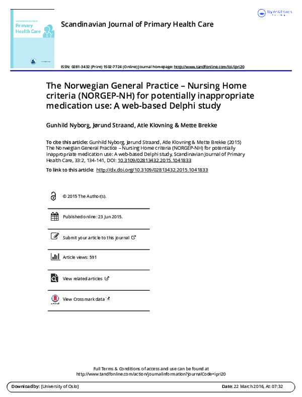 (PDF) The Norwegian General Practice - Nursing Home criteria (NORGEP-NH ...
