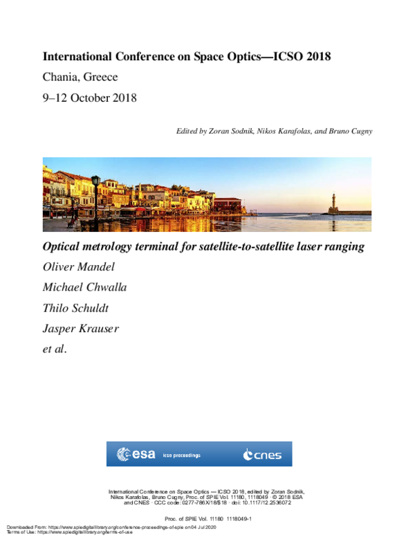 (PDF) Optical metrology terminal for satellite-to-satellite laser ranging