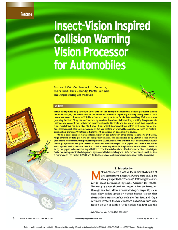 (PDF) Insect-vision inspired collision warning vision processor for ...
