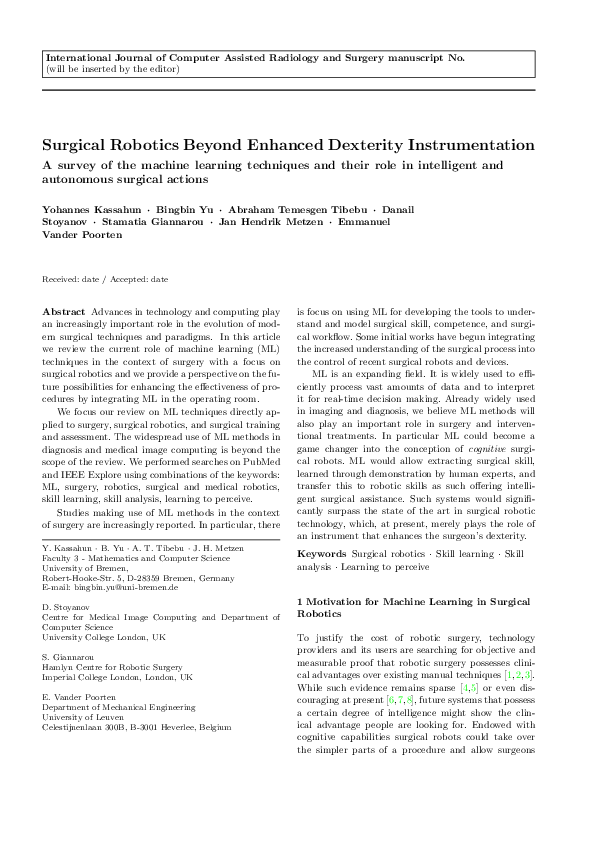 Pdf A Survey Of The Machine Learning Techniques And Their Role In Intelligent And Autonomous