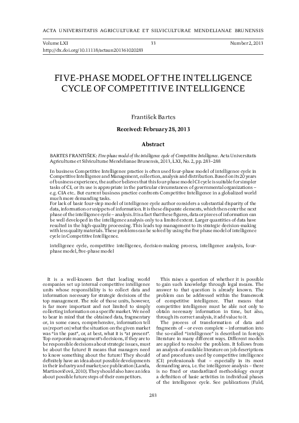 (PDF) Five-phase model of the intelligence cycle of Competitive ...