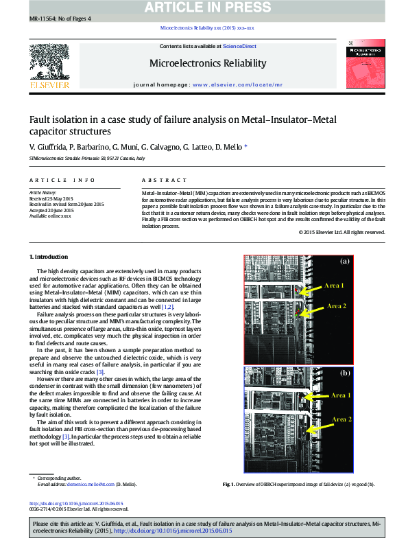 (PDF) Fault isolation in a case study of failure analysis on Metal ...