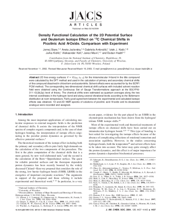 Pdf Density Functional Calculation Of The 2d Potential Surface And