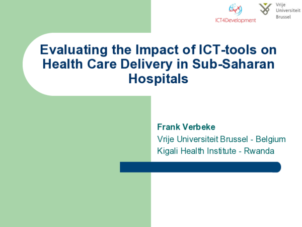 (PDF) Evaluating the Impact of ICT-tools on Health Care Delivery in Sub ...
