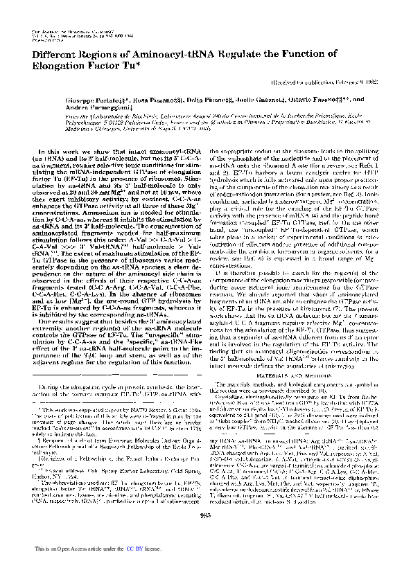 (PDF) Different regions of aminoacyl-tRNA regulate the function of ...