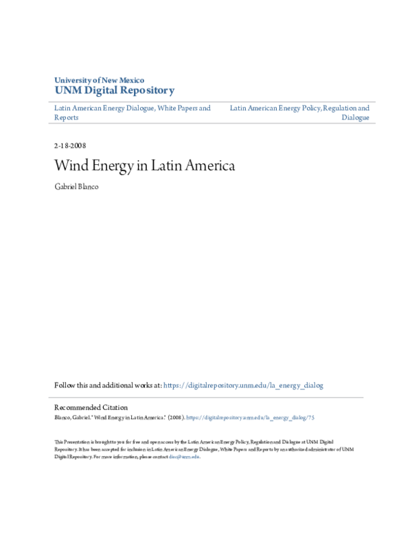 (PDF) Wind Energy in Latin America