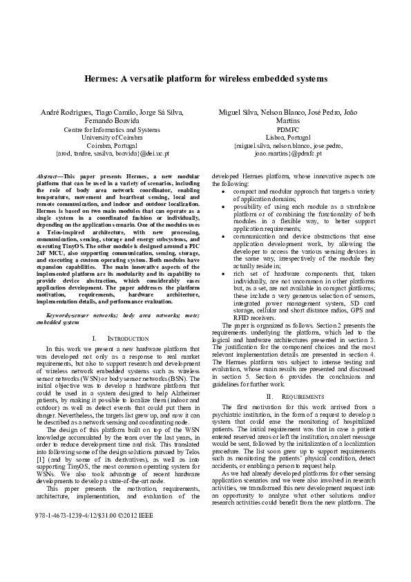 (PDF) Hermes: A versatile platform for wireless embedded systems