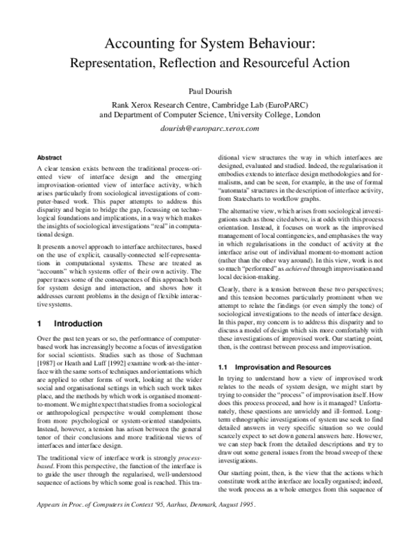 (PDF) Accounting for System Behavior: Representation, Reflection, and ...