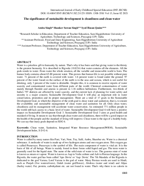 (PDF) The significance of sustainable development is cleanliness and ...