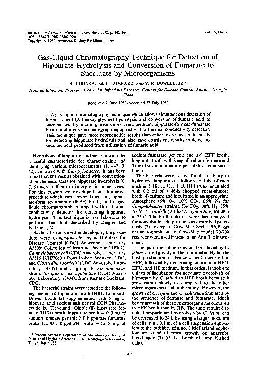(PDF) Gas-liquid chromatography technique for detection of hippurate ...