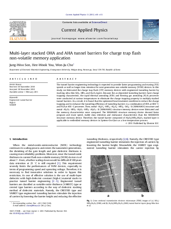 (PDF) Multi-layer stacked OHA and AHA tunnel barriers for charge trap flash non-volatile memory ...
