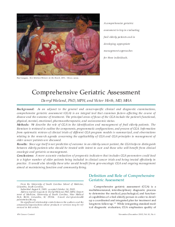 (PDF) Comprehensive Geriatric Assessment | Laurence Rubenstein ...