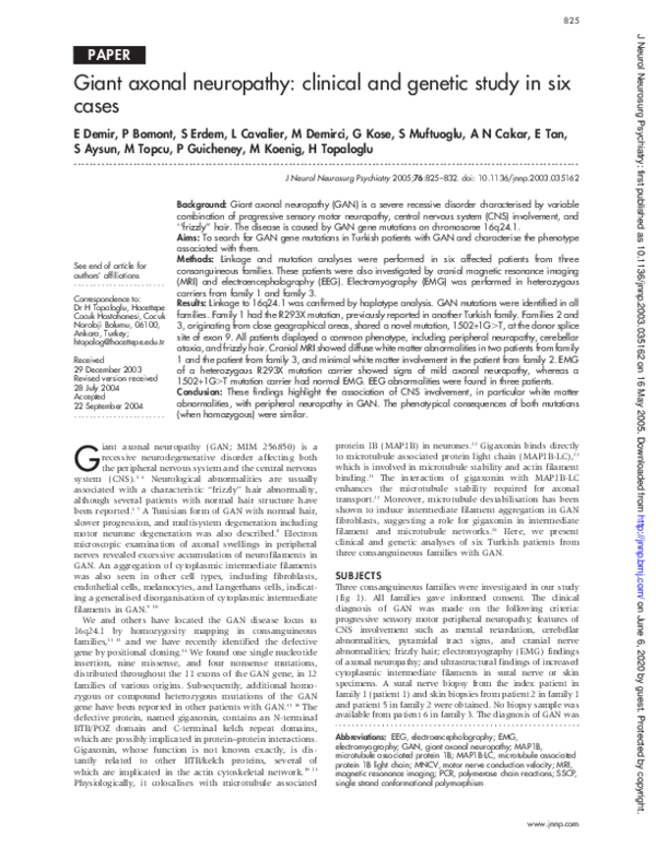 (PDF) Giant axonal neuropathy: clinical and genetic study in six cases ...