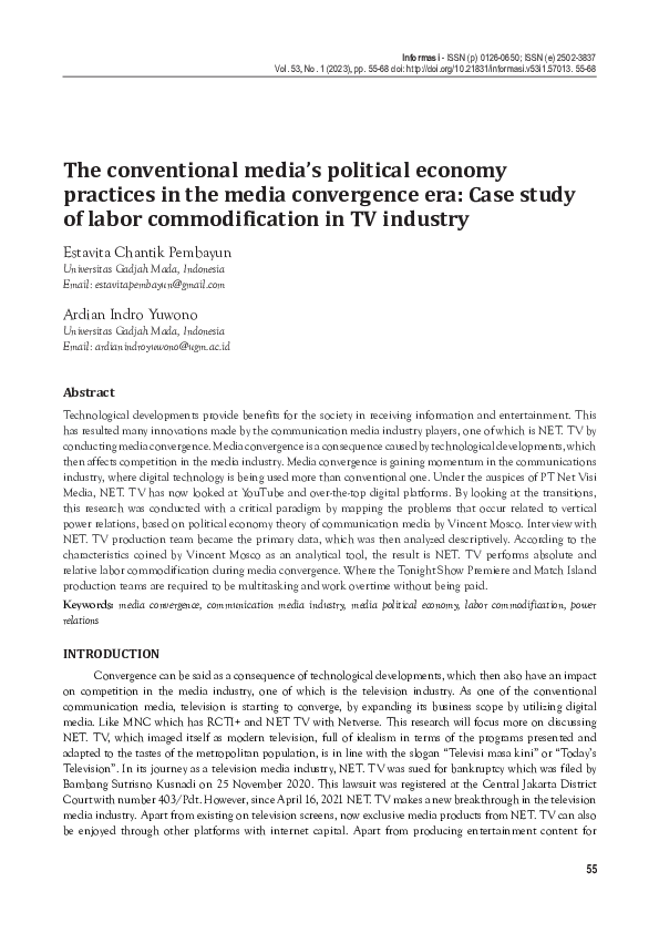 (PDF) The conventional media's political economy practices in the media ...