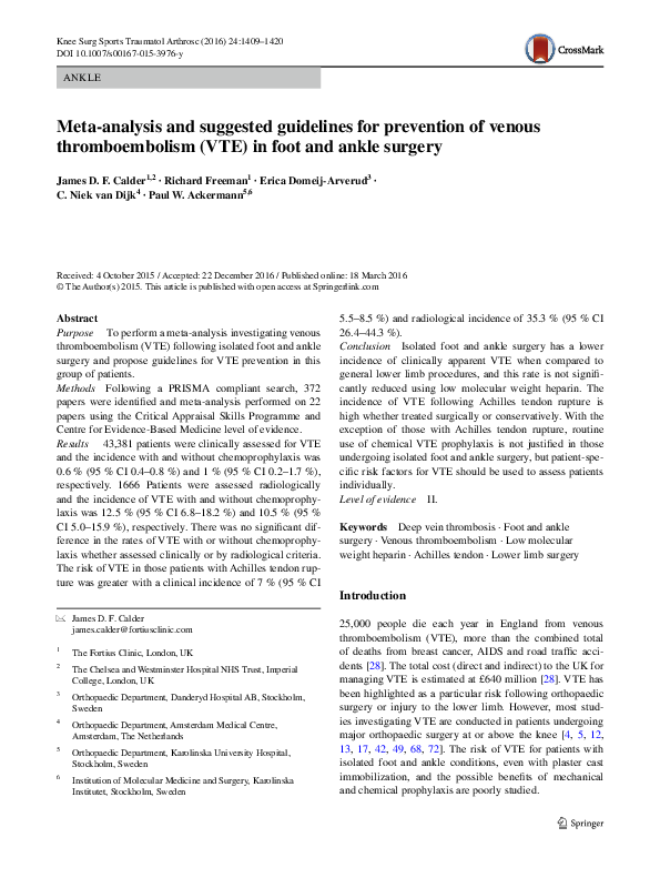 (PDF) Meta-analysis and suggested guidelines for prevention of venous thromboembolism (VTE) in ...