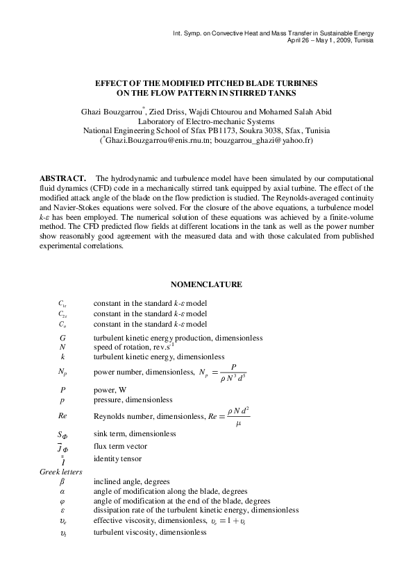 (PDF) Effect of the Modified Pitched Blade Turbines on the Flow Pattern ...