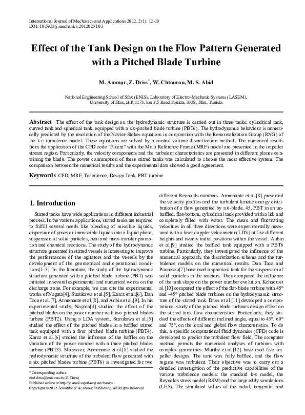 (PDF) Effect of the Tank Design on the Flow Pattern Generated with a ...